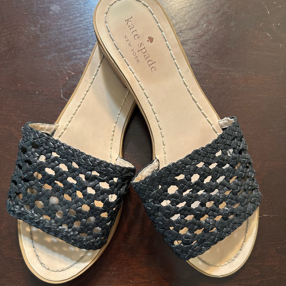 Kate Spade Black Leather Berlin Slides/ Sandals/ Sz 7m - Gem